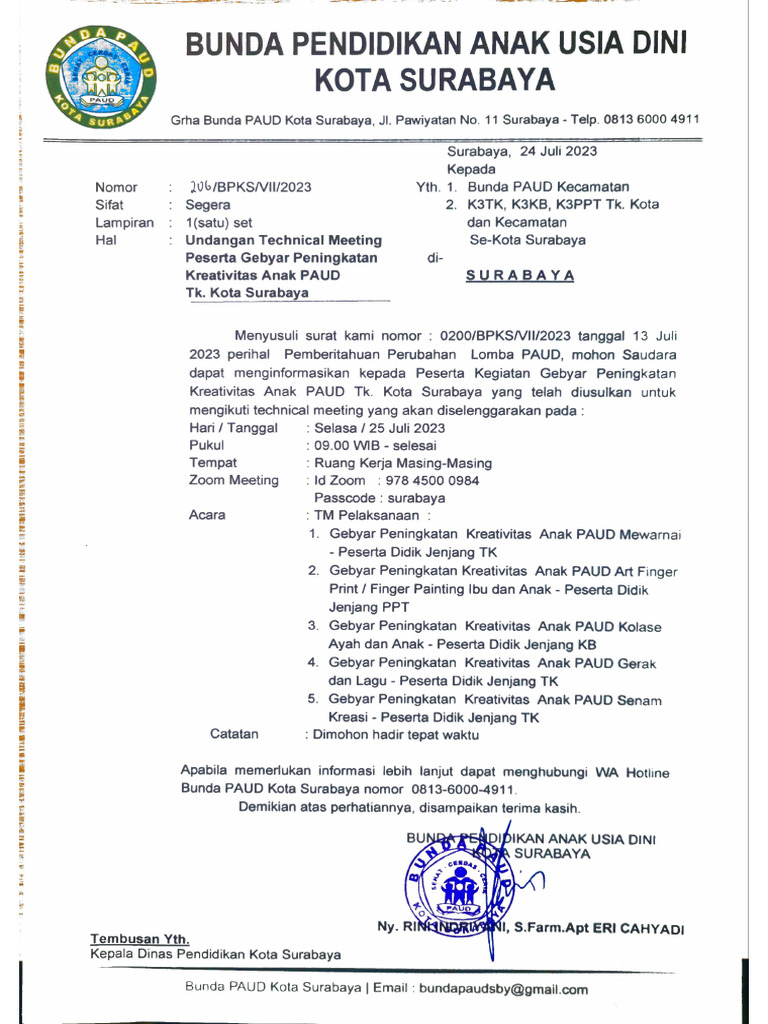 Undangan Technical Meeting Peserta Gebyar Peningkatan Kreativitas PAUD ... Undangan Technical Meeting Peserta Gebyar Peningkatan Kreativitas PAUD ...