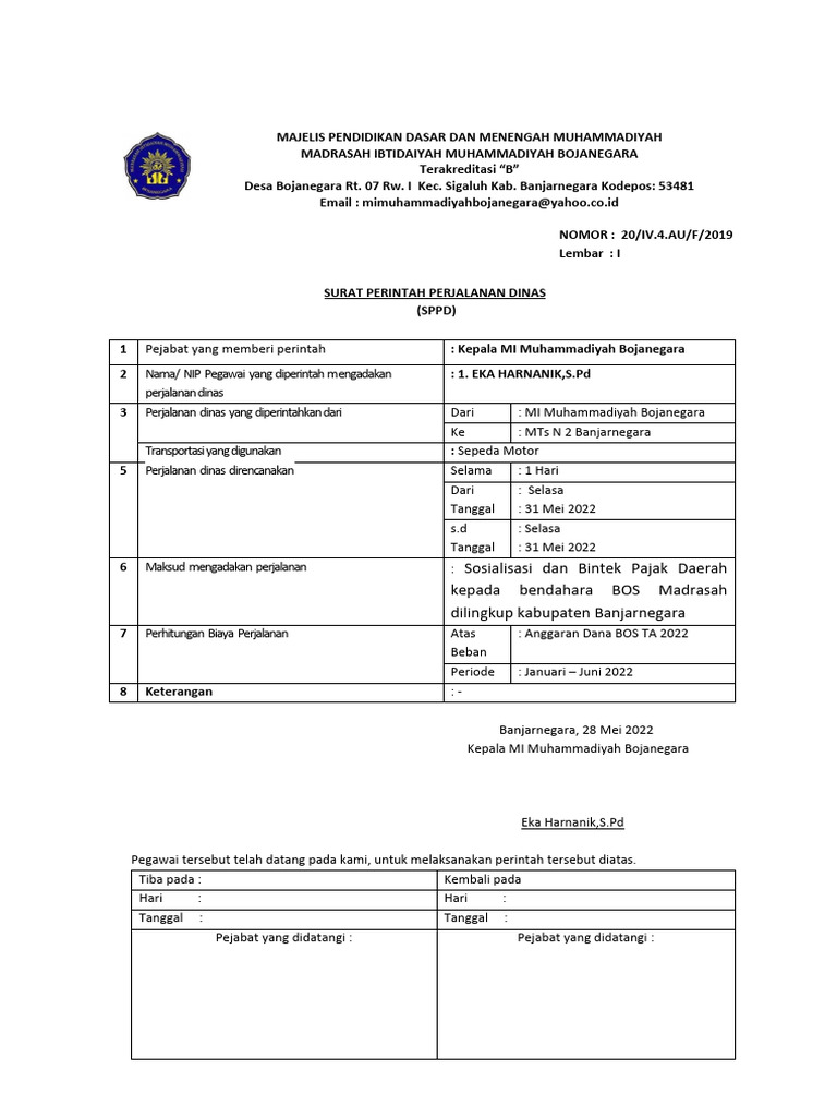 Surat Tugas & SPPD 2022 | PDF