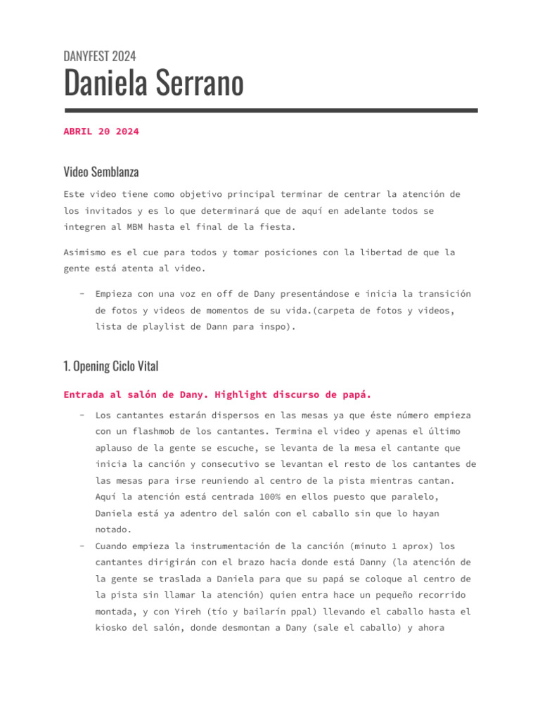 Guión de Performance | PDF