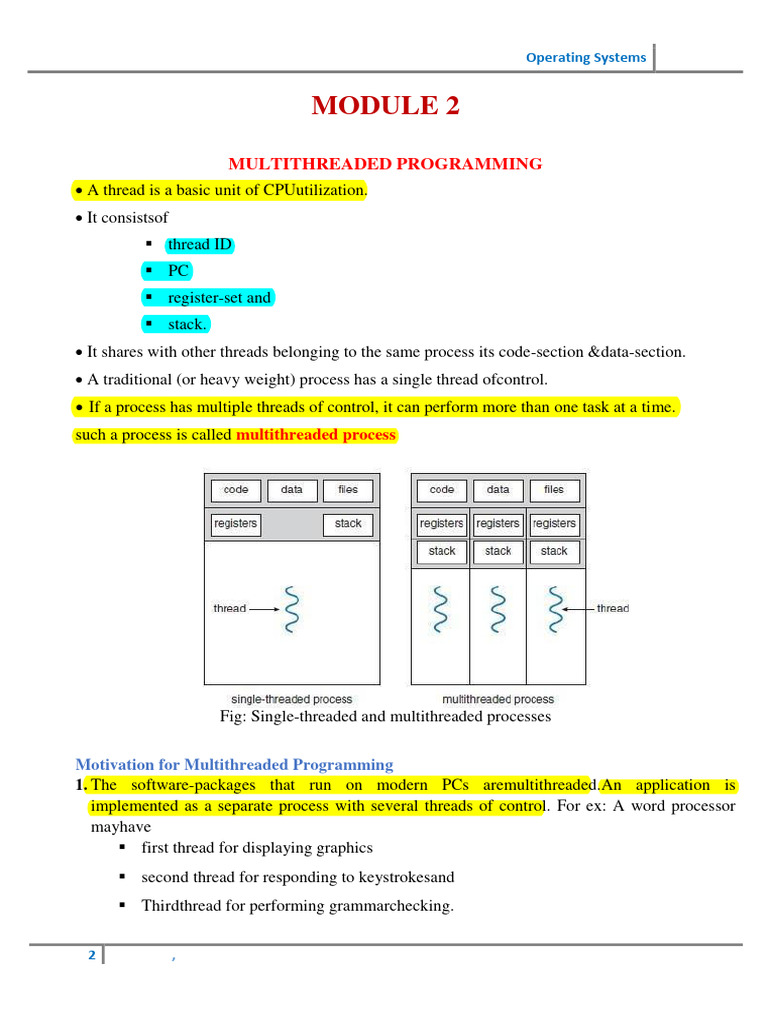 OS Module-2 (Highlighted) | PDF | Thread (Computing) | Scheduling (Computing)