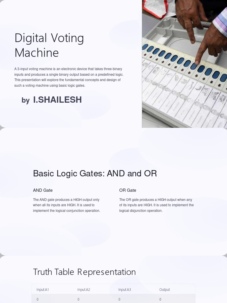 3-Input Digital Voting Machine Design | PDF | Logic Gate | Computer Science