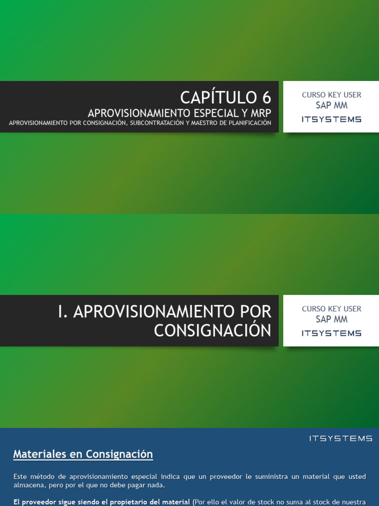 Clase 06 MM - Aprovisionamiento Especial y Maestro de Planificación MRP | PDF | Obtención ...