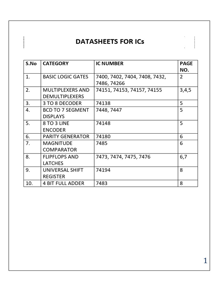 DATASHEETS FOR ICs - WITH TRUTH TABLE - 074713 | PDF | Electrical ...