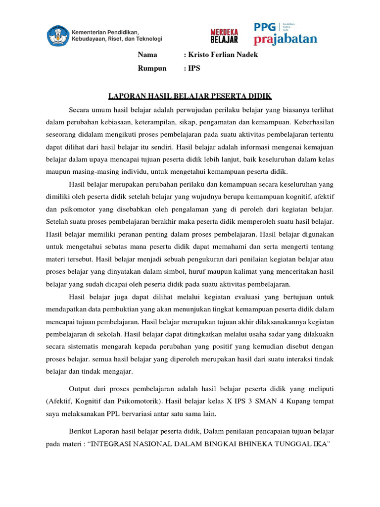 UTS Laporan Hasil Belajar Peserta Didik Asesmen II | PDF