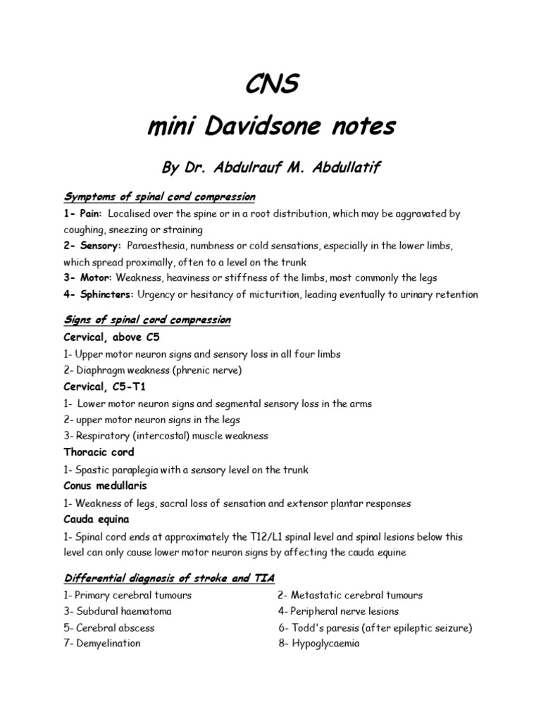 4 - Mini Davidson CNS | PDF | Stroke | Spinal Cord