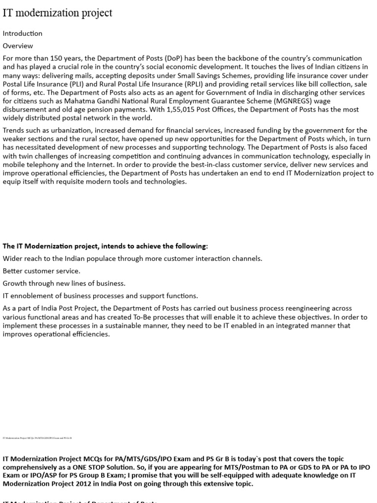 IT Modernization Project | PDF | Service Industries | Economies