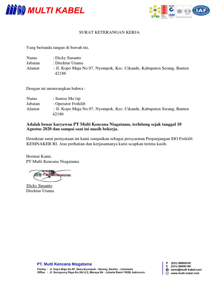 SK Kerja Samsu | PDF | Karier & Perkembangan | Bisnis