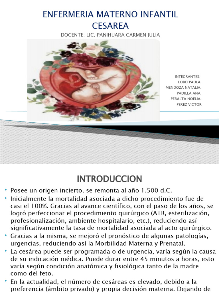 Procedimiento y cuidados de cesárea | PDF | Seccion de cesárea | Parto