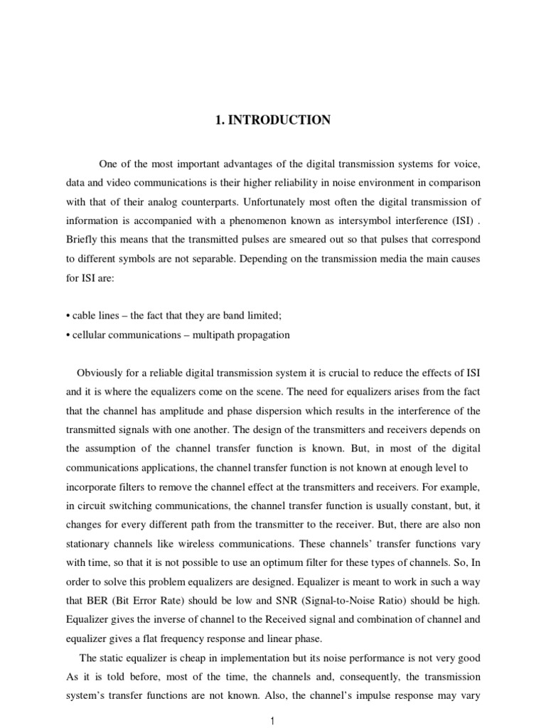 Implementation Of Adaptive Equalization Techniques To Minimize Isi In Communication System
