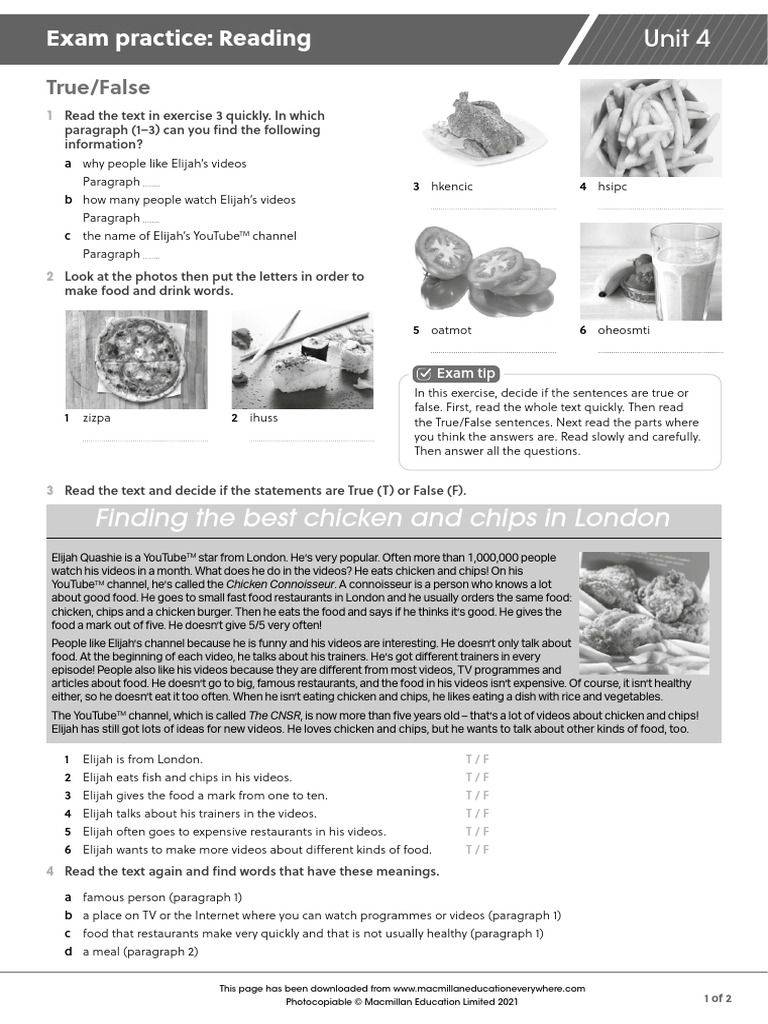 A1PLUS U4 Exam Practice Reading | PDF