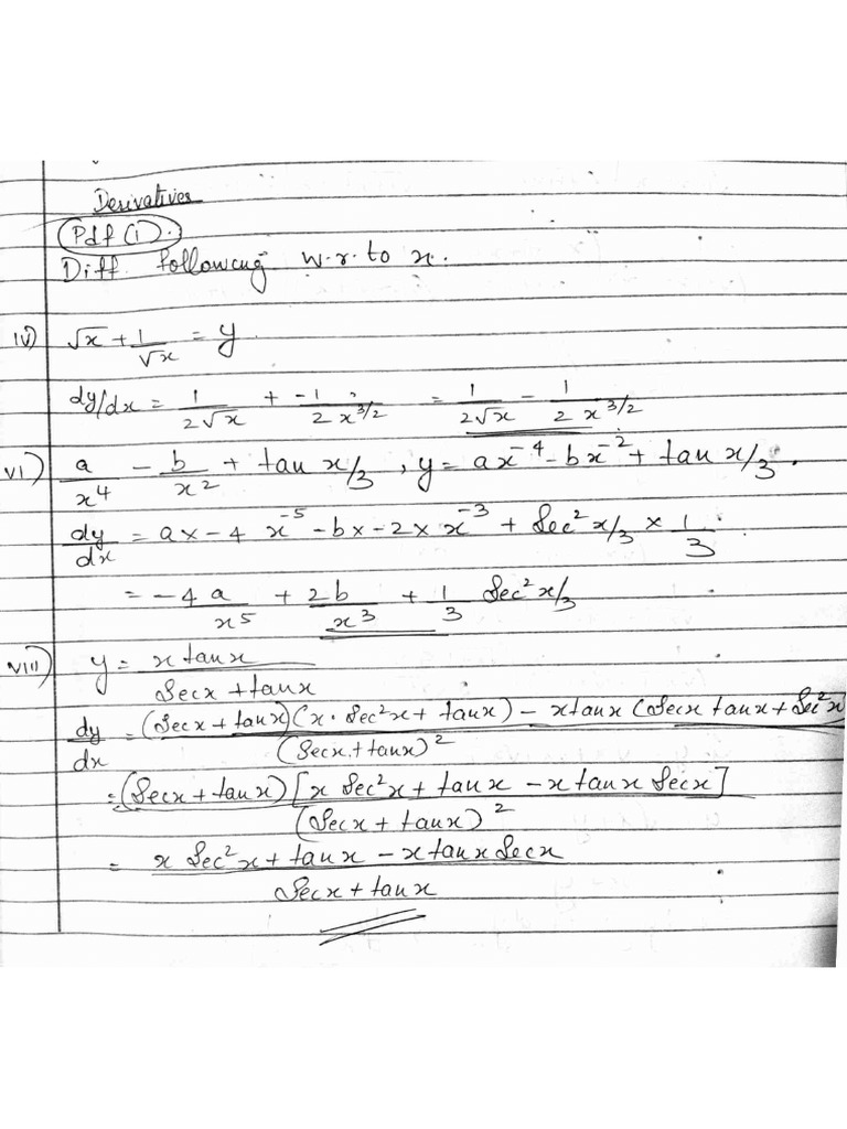 Derivatives PDF Qns Solved | PDF