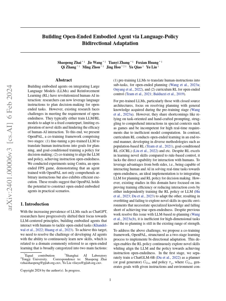 Building Open-Ended Embodied Agent Via Language-Policy Bidirectional Adaptation | PDF ...