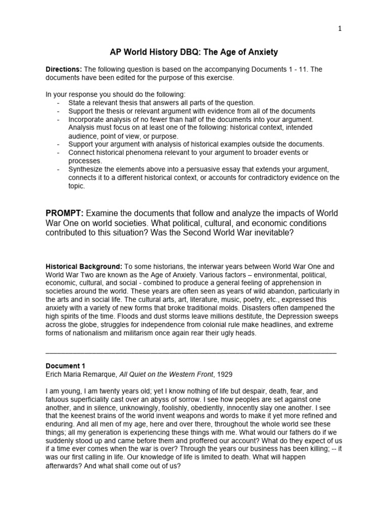 DBQ Age of Anxiety | PDF | History
