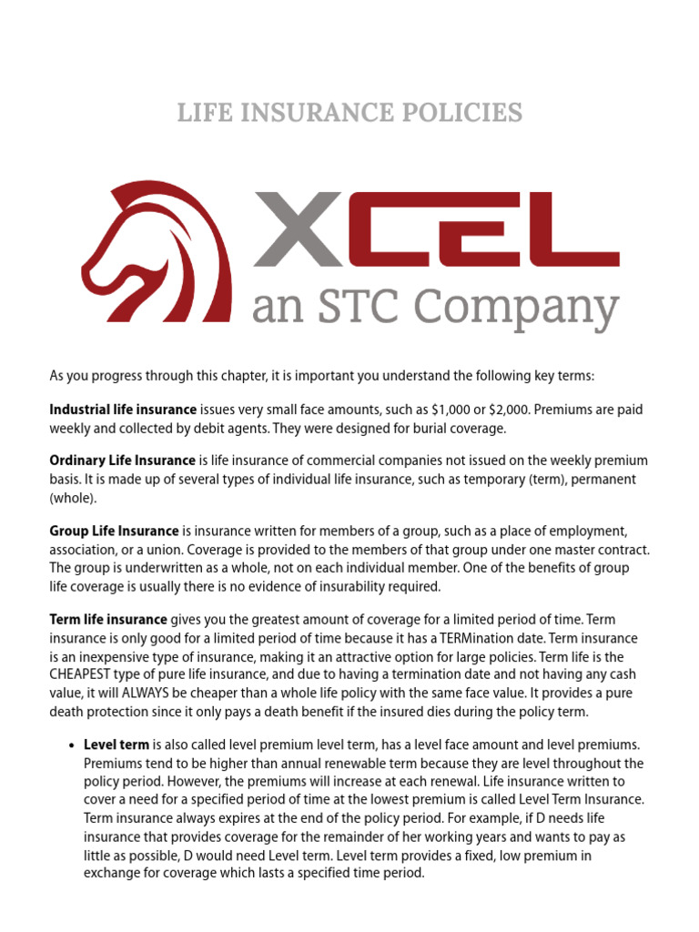 Chapter 4 - Life Insurance Policies | PDF | Life Insurance | Insurance