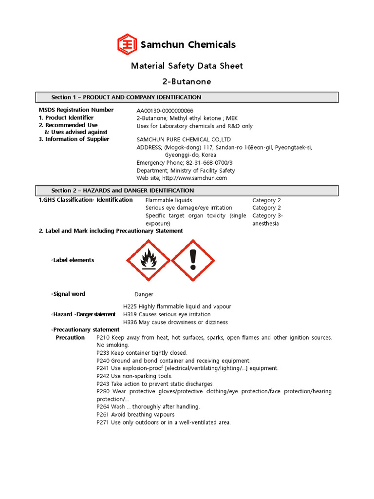 Mek MSDS | PDF | Toxicity | Dangerous Goods