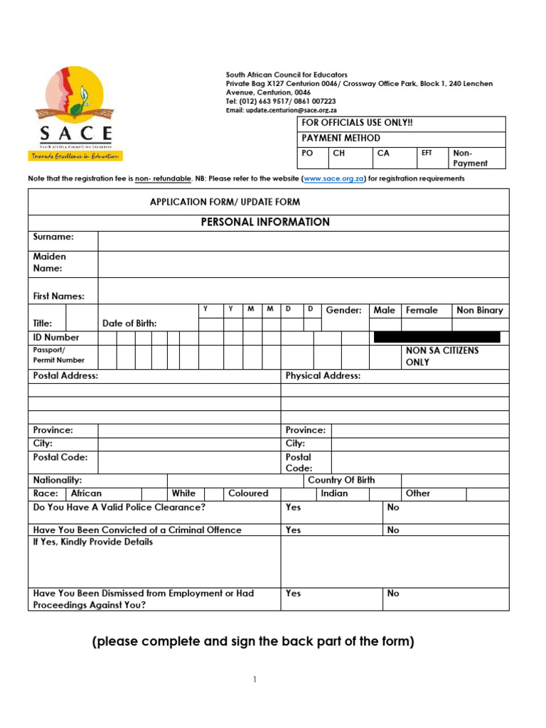 Sace Application Form | PDF | Common Law | Justice