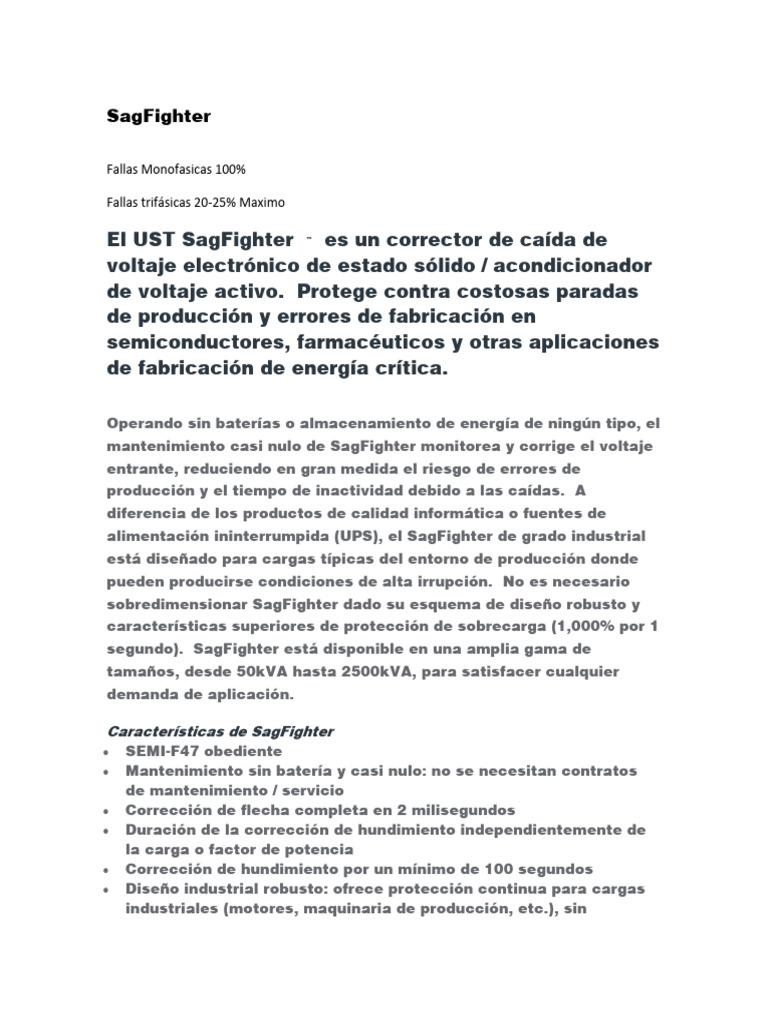 Sag Fighter | PDF | Transformador | Energia electrica