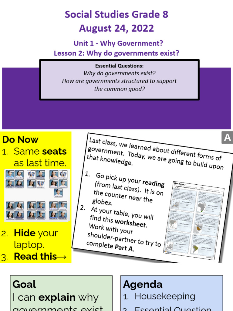 SSG8 - U1L2 - Why Do Governments Exist - AUG24 | PDF | Cognition | Learning
