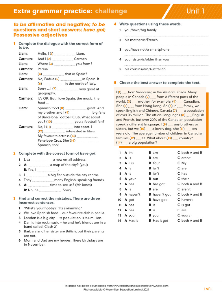 A1PLUS U1 Extra Grammar Practice Challenge | PDF | English Language | Social Media