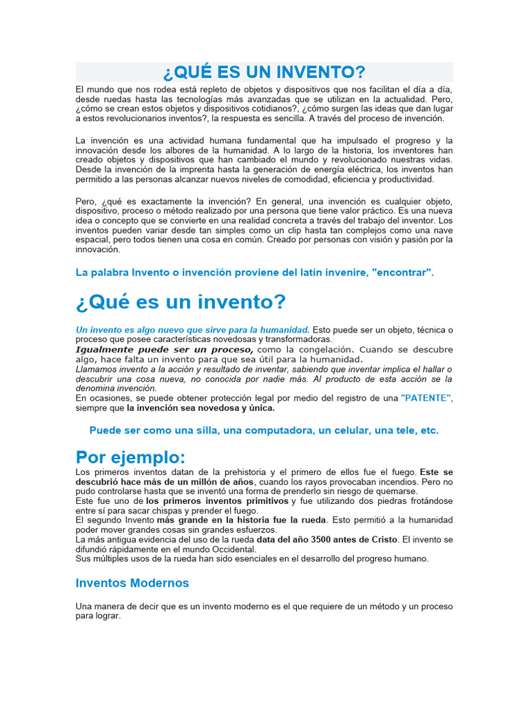 Qué Es Un Invento | PDF | Invención | Internet