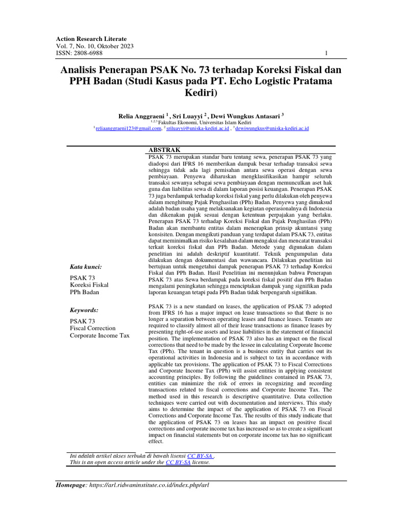 PSAK 73 - 166-Analisis Penerapan PSAK No. 73 Terhadap Koreksi Fiskal Dan PPH Badan | PDF