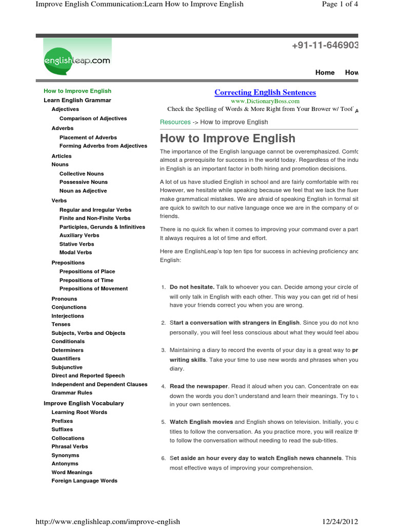Improve English | PDF | English Language | Verb