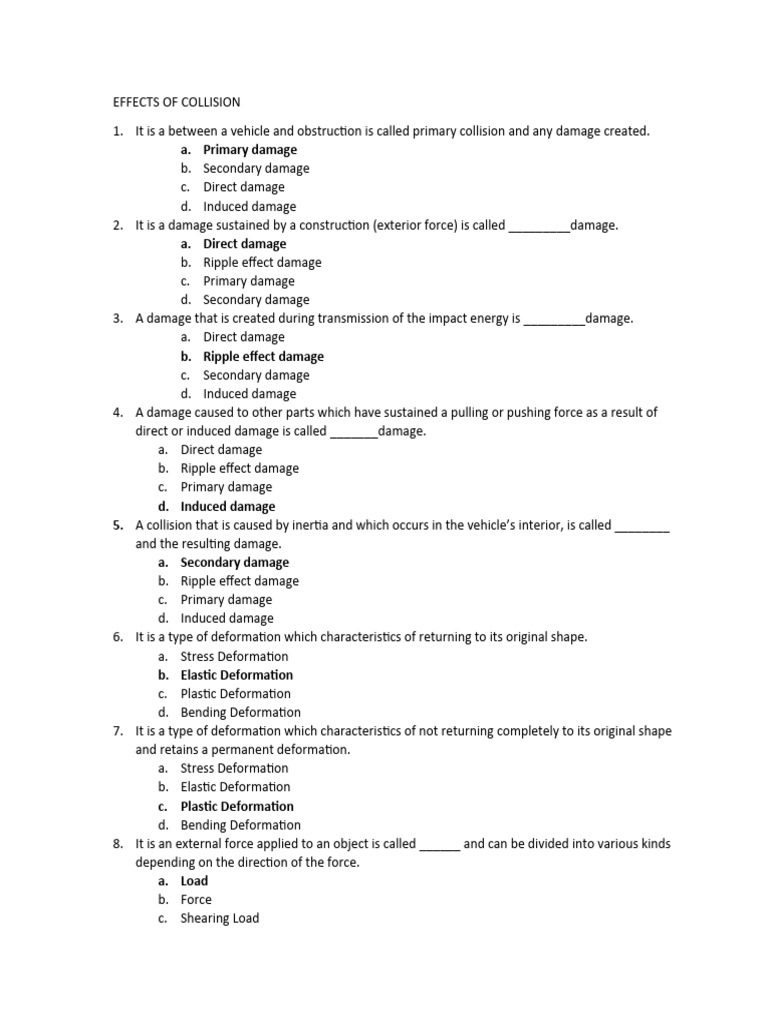 Effects of Collision | PDF | Deformation (Engineering) | Bending