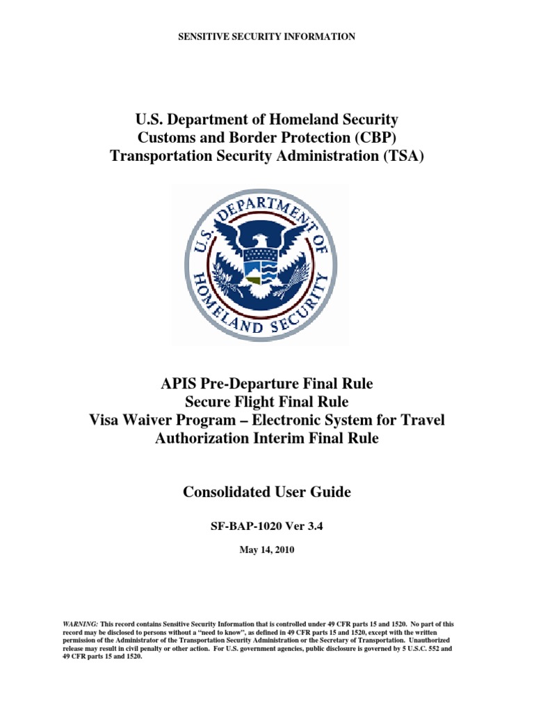 DHS CBP TSA Watchlist Users Guide | Download Free PDF | Transportation ...