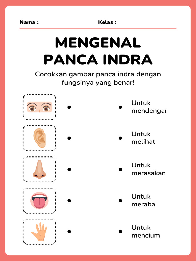 Merah Putih Lembar Kerja Mengenal Fungsi Panca Indra | PDF