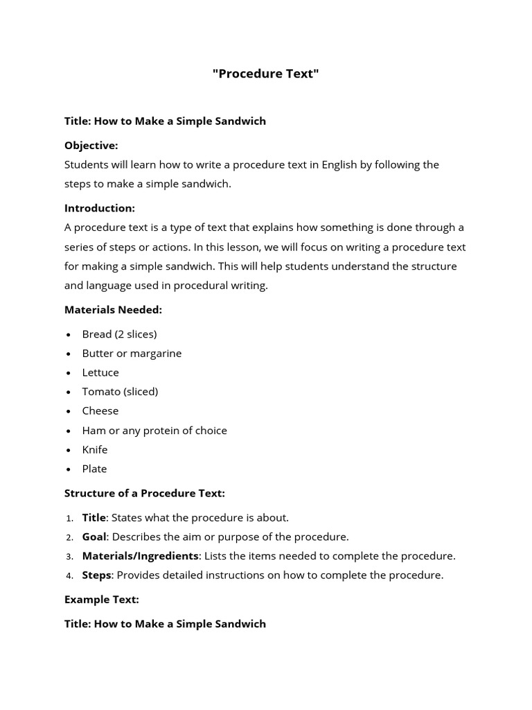 Materi Ajar Teks Prosedur Makanan (Fase F) | PDF | Sandwich | Ham