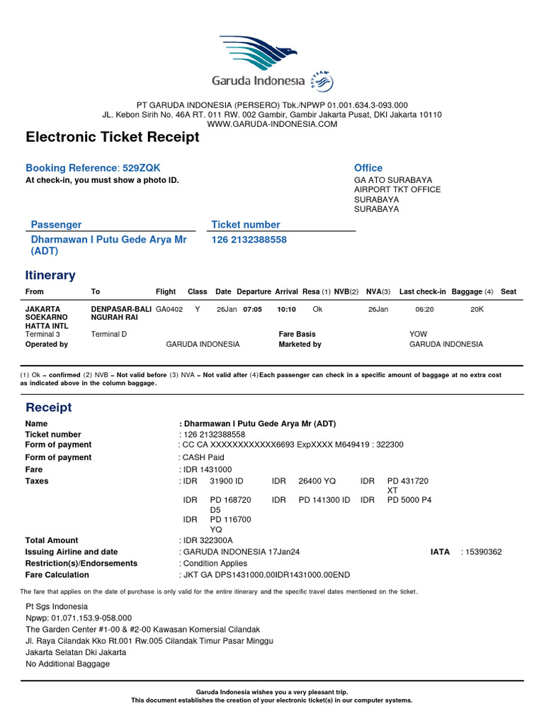 Your Electronic Ticket Receipt | PDF