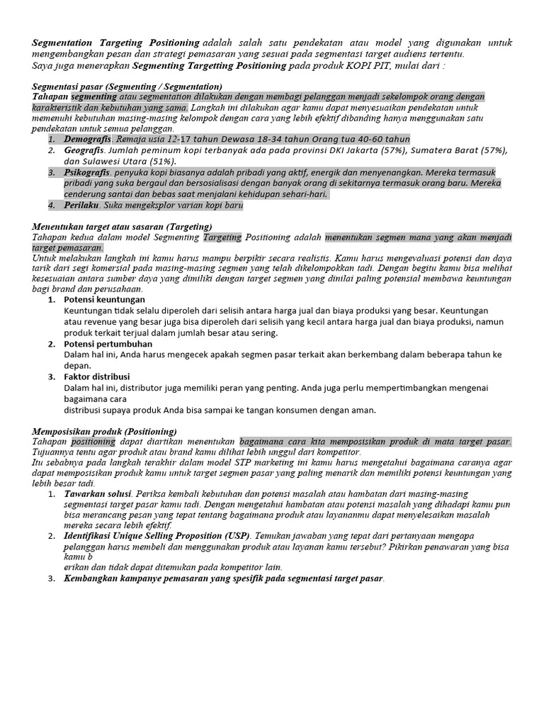Segmentation Targeting Positioning Pdf