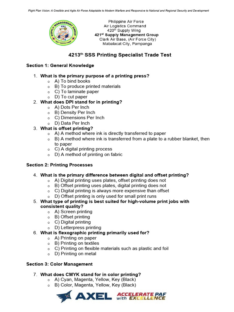 Printing Specialist Trade Test Guide | PDF | Printing | Paper