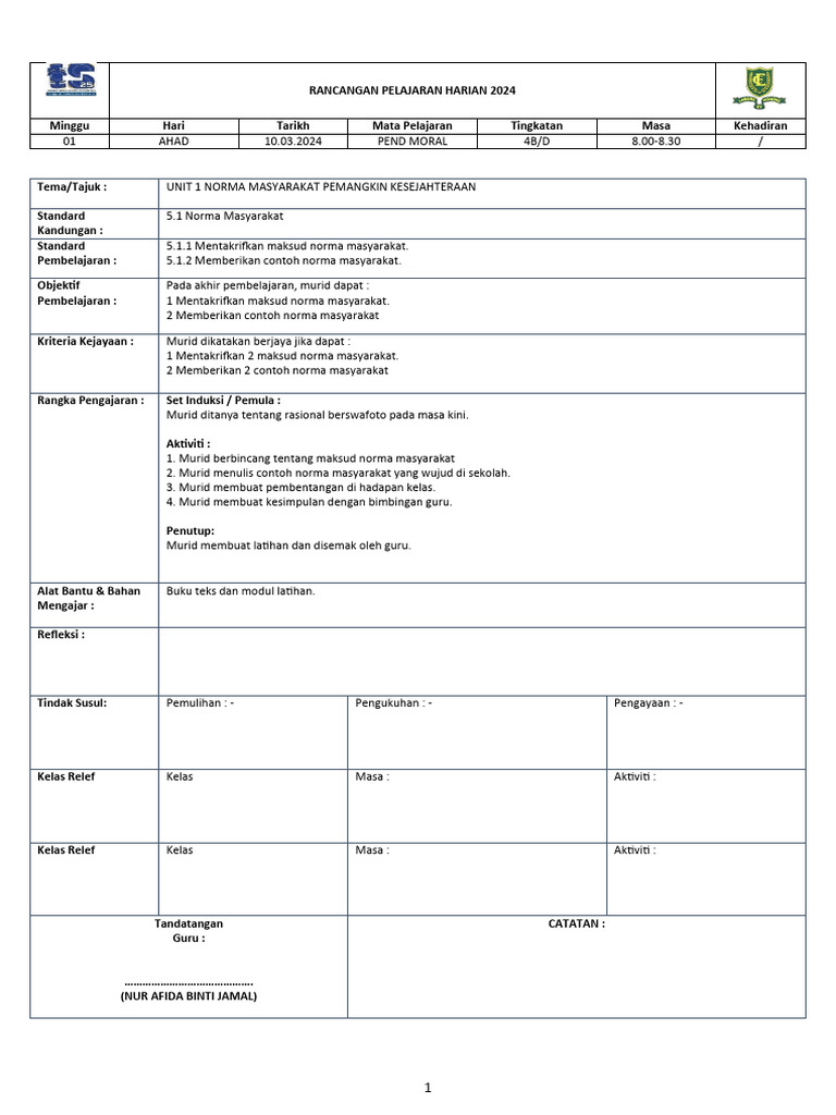 Norma Masyarakat: Pembelajaran Pend Moral | PDF