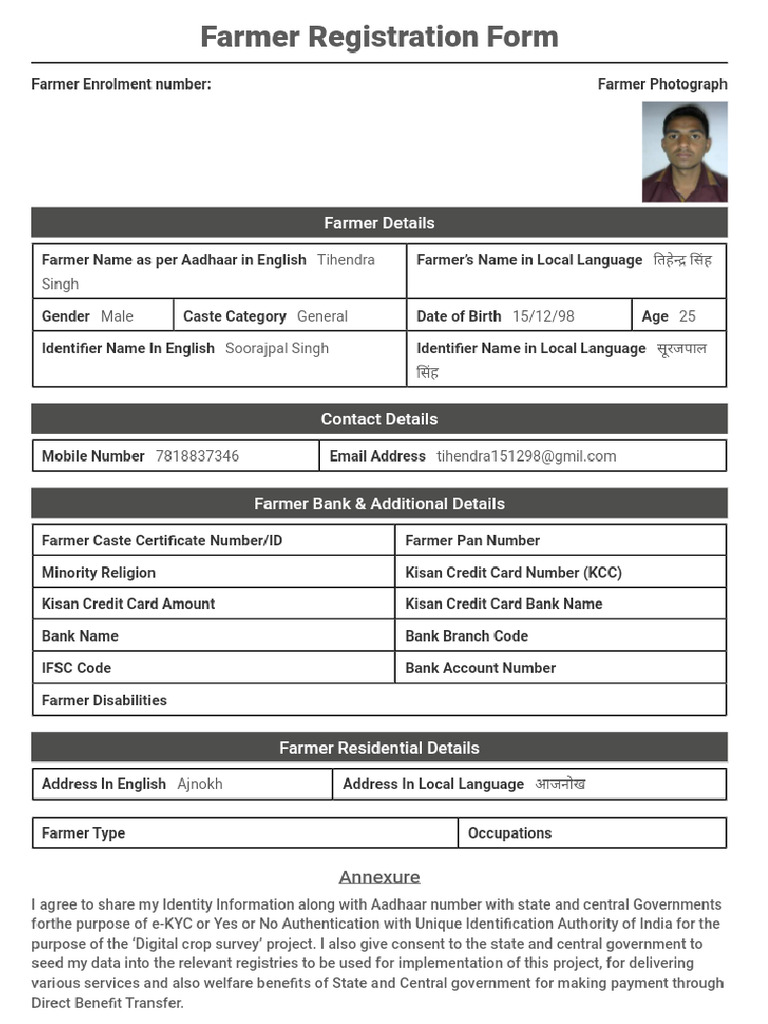 Farmer Details | PDF