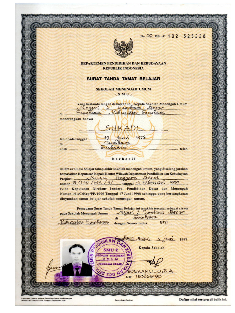 Ijazah & Transkrip Nilai | PDF
