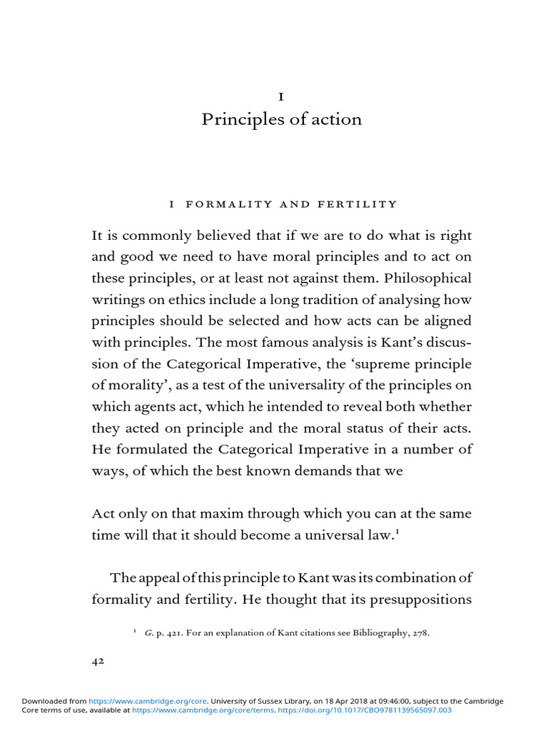 principles of action | PDF | Immanuel Kant | Morality