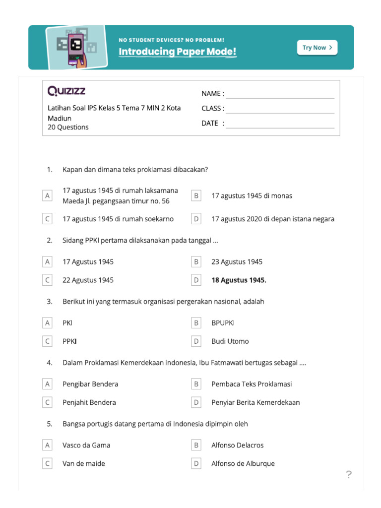 Soal Ips Tema 7 | PDF