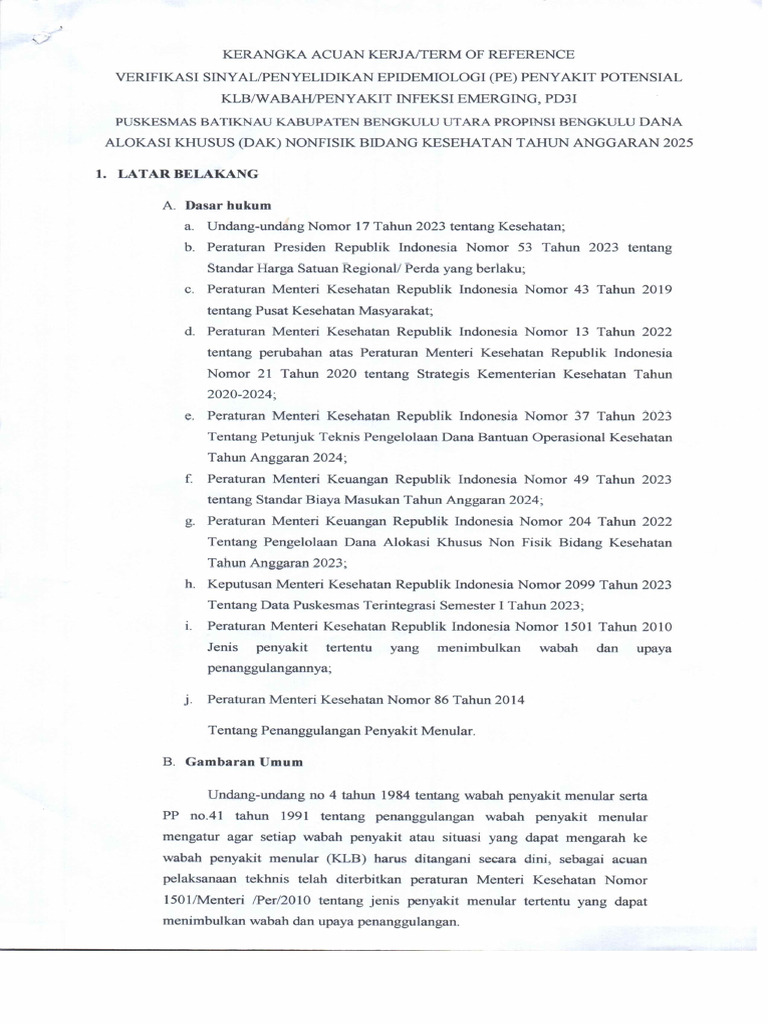 TOR Dan RAB Verifikasi Sinyal PE | PDF