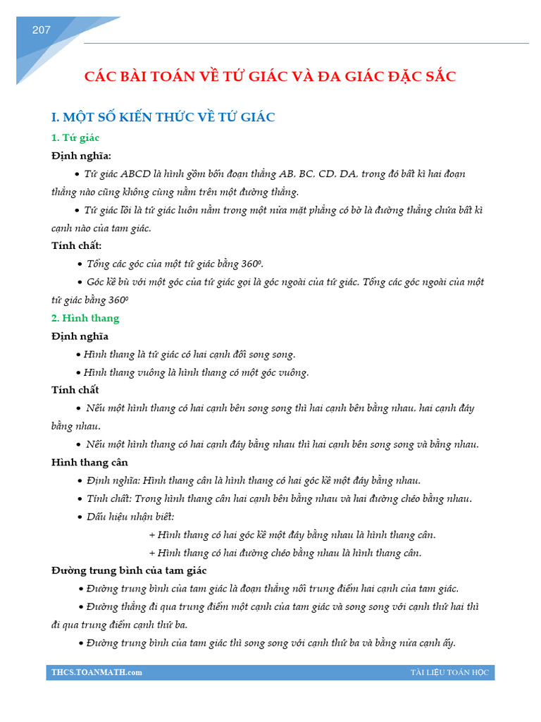 Cac Bai Toan Ve Tu Giac Va Da Giac Dac Sac | PDF