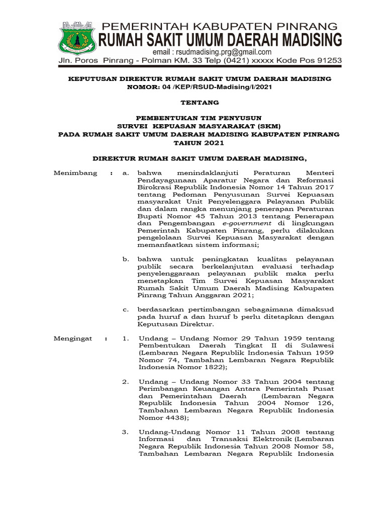 SK Tim Teknis SKM Tahun 2021 | PDF