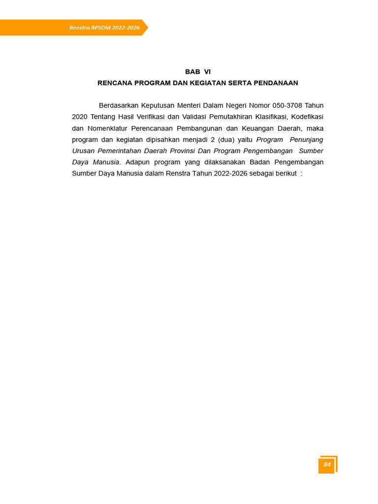 BAB VI RENCANA PROGRAM DAN KEGIATAN SERTA PENDANAAN (Ranhir) | PDF