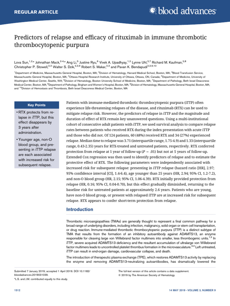 ttp rituximab | Download Free PDF | Clinical Medicine | Medical Specialties