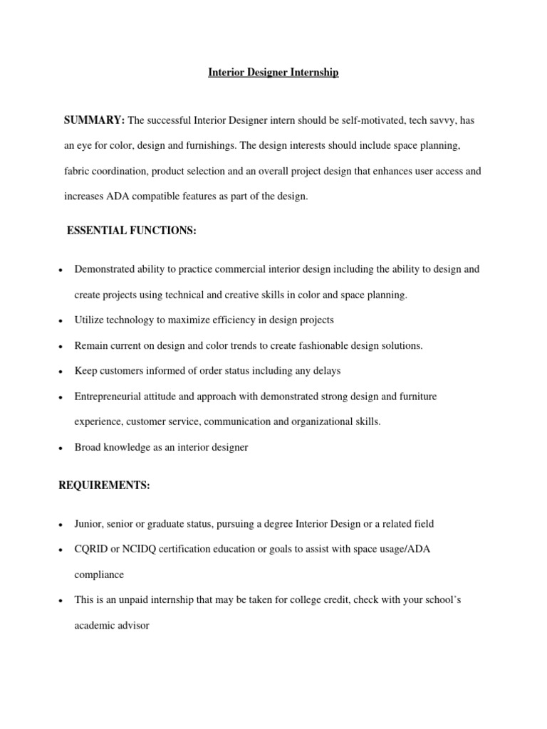 Internship Interior Designer PDF | PDF | Career & Growth