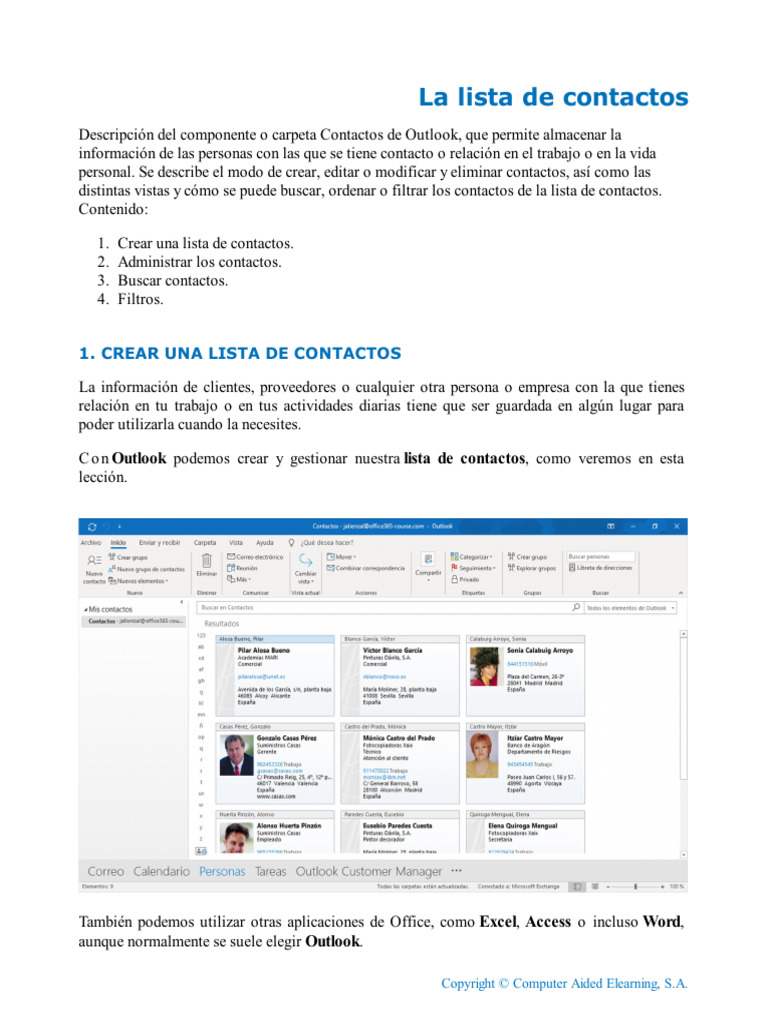 Actividad Sena Lista de Contactos | PDF | Ventana (informática) | Microsoft Outlook