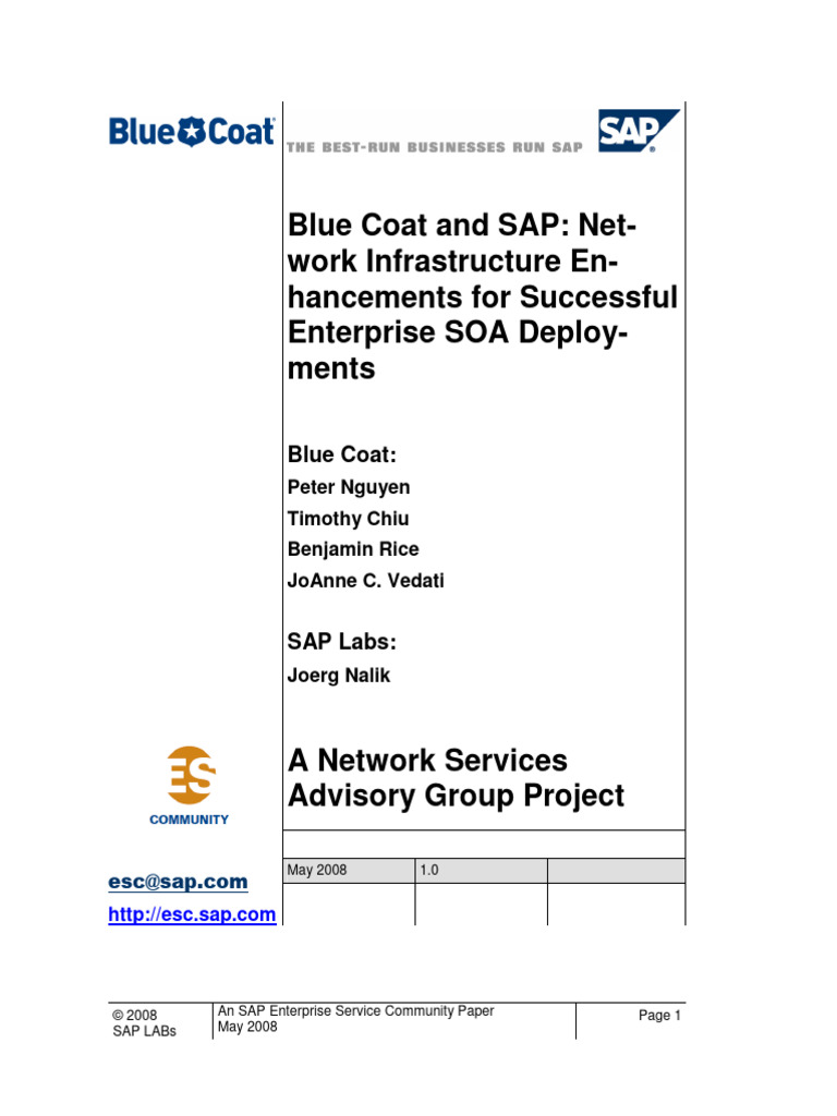 Blue Coat and SAP - Network Infrastructure Enhancements For Successful Enterprise SOA ...