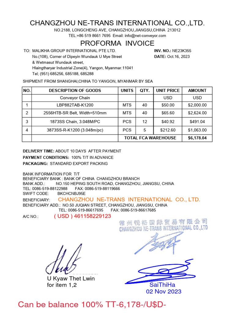FCPI 6,178.04 USD 100% Payment To CHANGZHOU NE-TRANS INTERNATIONAL CO ... FCPI 6,178.04 USD 100% Payment To CHANGZHOU NE-TRANS INTERNATIONAL CO ...