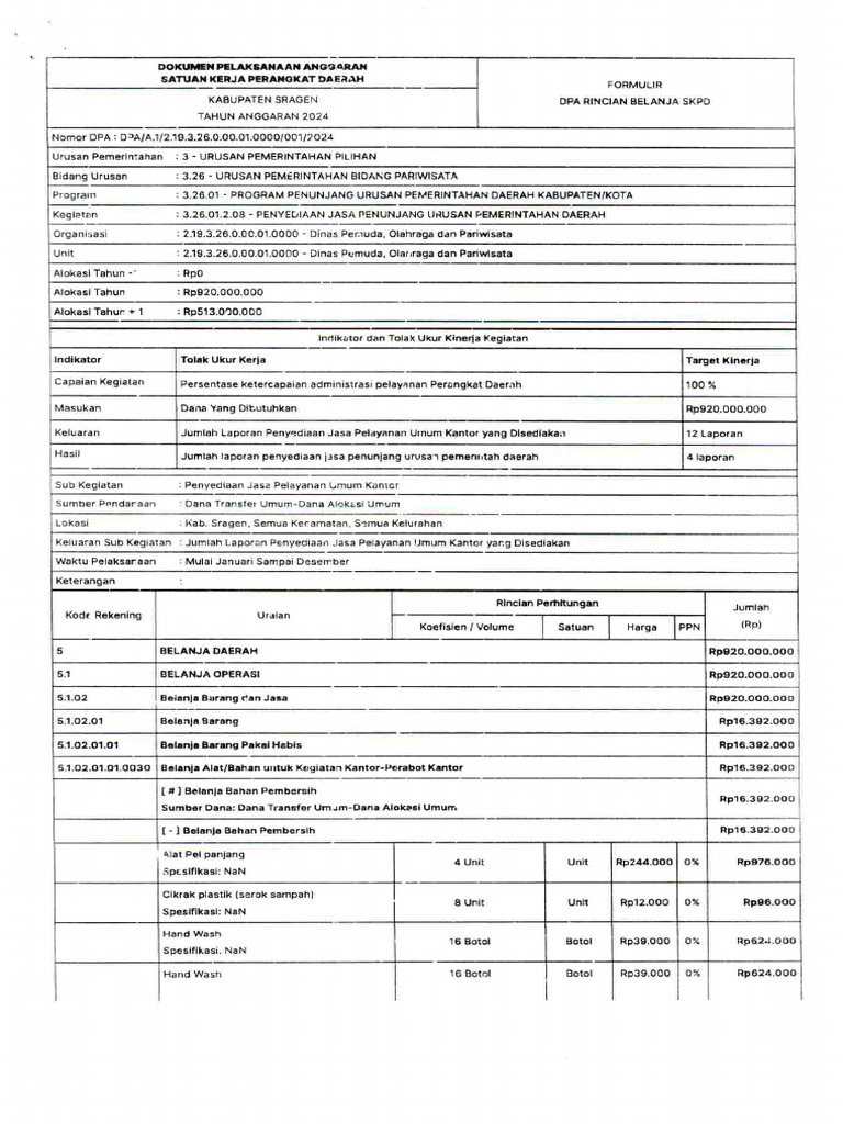 Dpa Honor Kebersihan 2024 | PDF