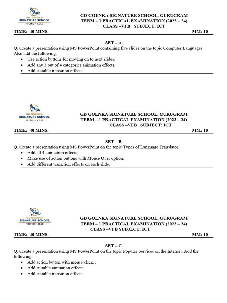 6-8 ICT PRACTICAL PAPERS Set 2 | PDF | Chart | Databases