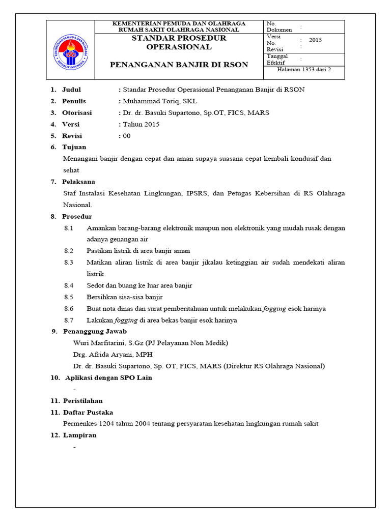 Sop Penanganan Banjir | PDF